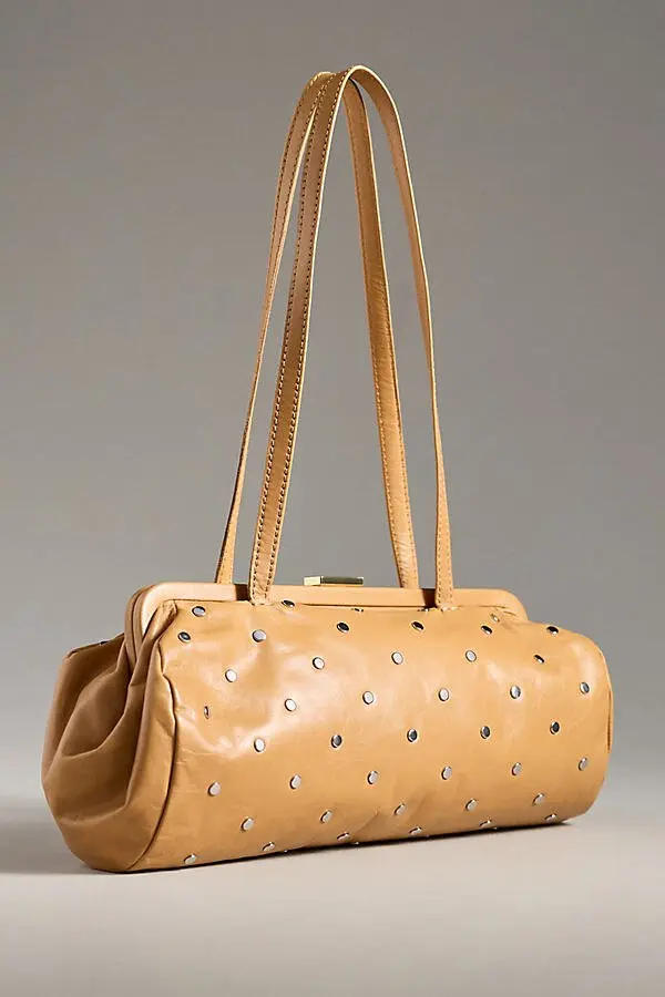 Clare V. Yvette Studded Shoulder Bag - Biscuit