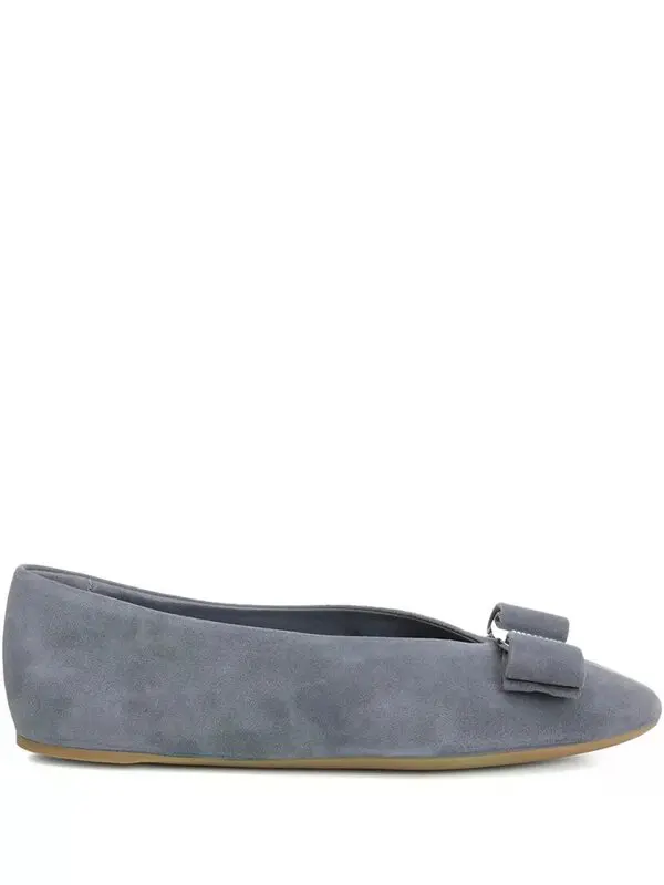 FERRAGAMO Bow-embellished Suede Ballet Flats