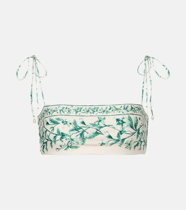 Agua Bendita Primavera Floral Bikini Top - White