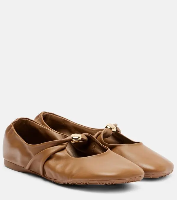 Loewe Pebble Leather Ballet Flats - Brown