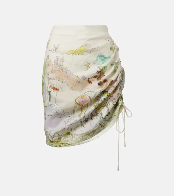 ALEMAIS Alémais Anouk Printed Gathered Linen Miniskirt