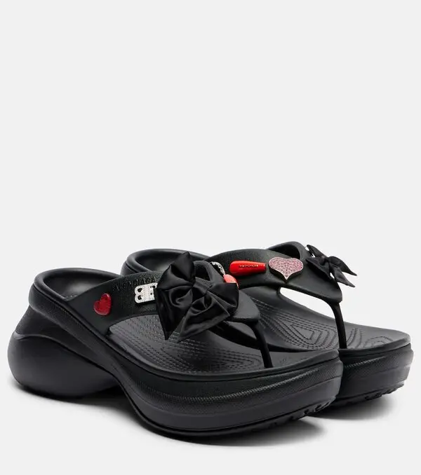 Balenciaga X Crocs Jibbitz Platform Thong Sandals - Black