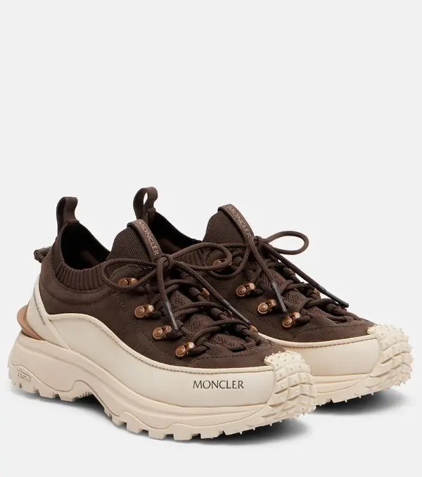 Moncler Trailgrip Lite 3 Nubuck And Suede Sneakers - Brown