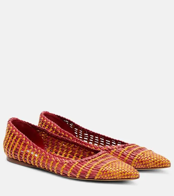 Gabriela Hearst Aurora Woven Leather Ballet Flats - Red