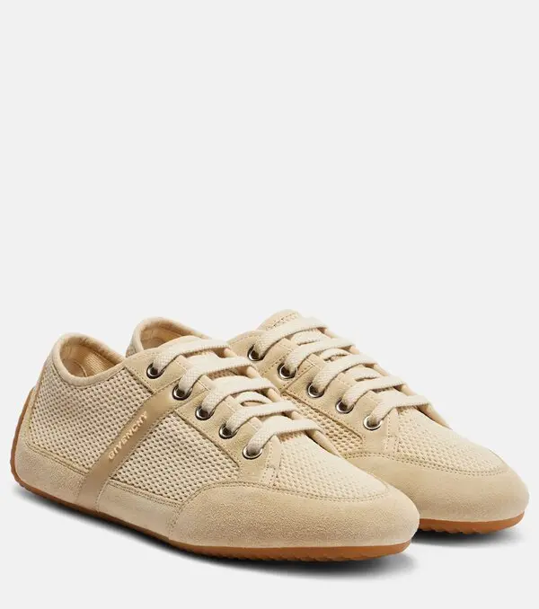 Givenchy Slim Suede-trimmed Sneakers - Beige