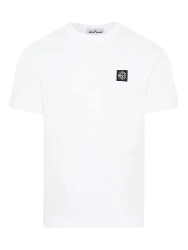 Stone Island Slim Fit Cotton Jersey T-shirt With Compass Patch - White