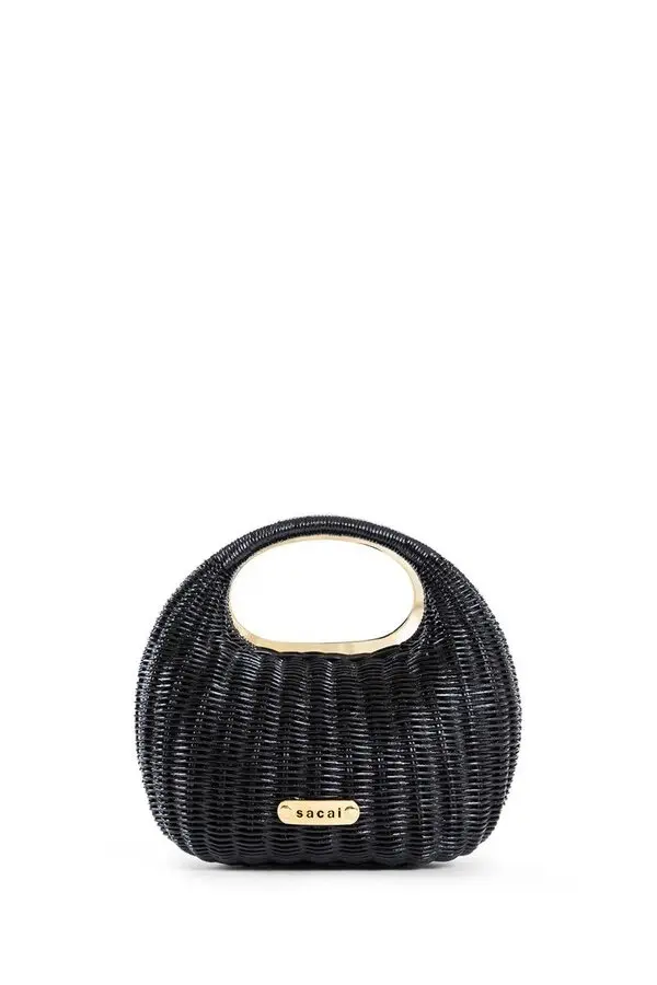 Sacai Rattan Round Top Handle Bag