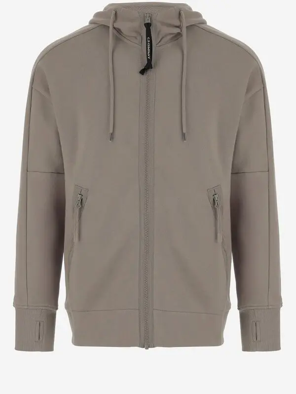 C.P. COMPANY Cotton Sweatshirt With Goggle Hood - Beige