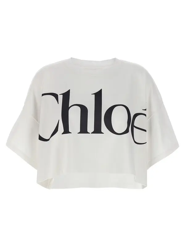 Chloé Logo Crop T-shirt - White/black