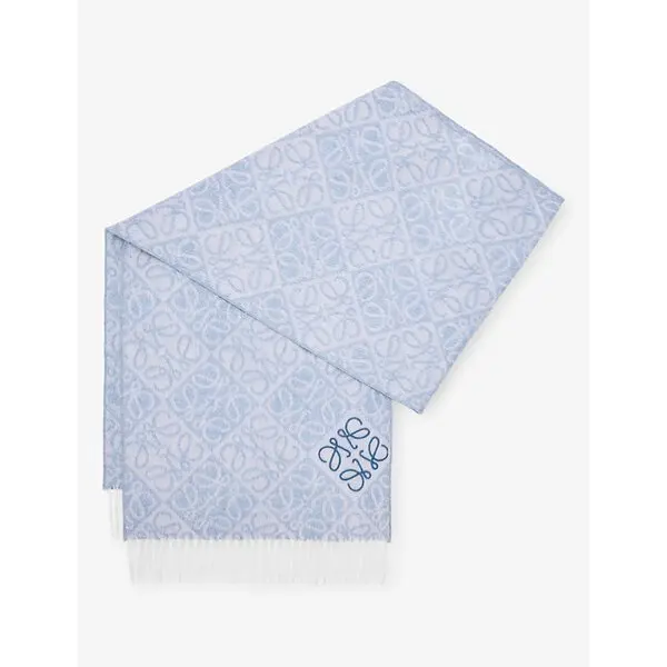 Loewe Anagram-pattern Wool And Cashmere-blend Scarf