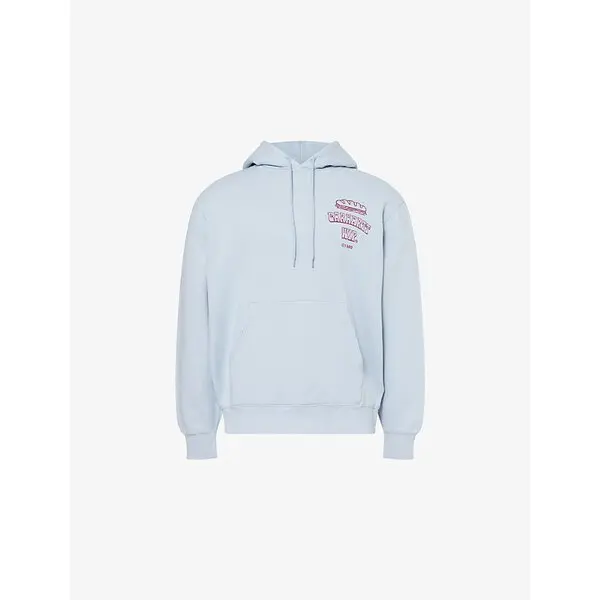 Carhartt Work In Progress Graphic-print Cotton Hoody - Blue Fog / Red