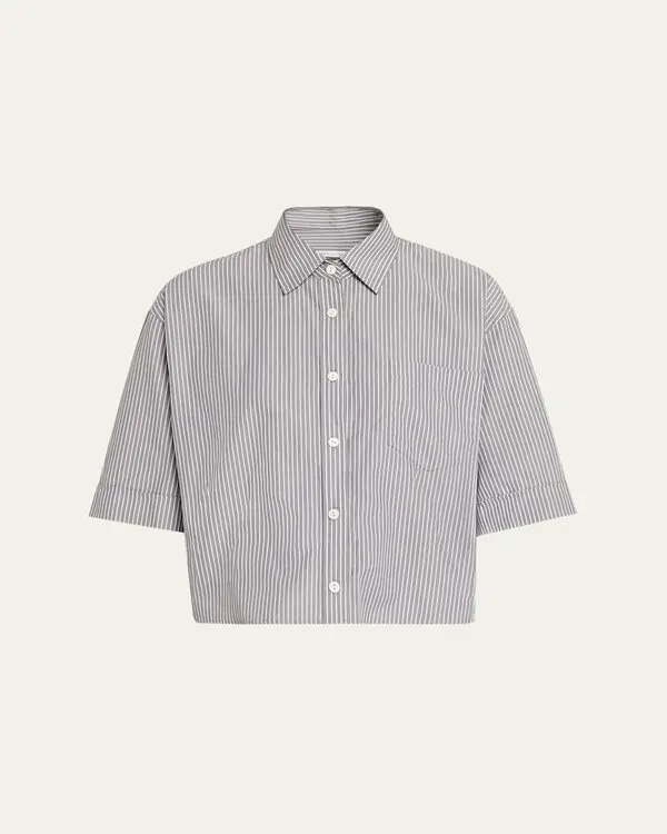Maria Mcmanus Railroad Stripe Cropped Oversized Shirt