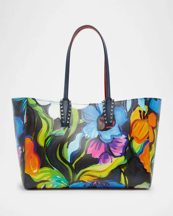 CHRISTIAN LOUBOUTIN Cabata Small Flower-print Leather Tote