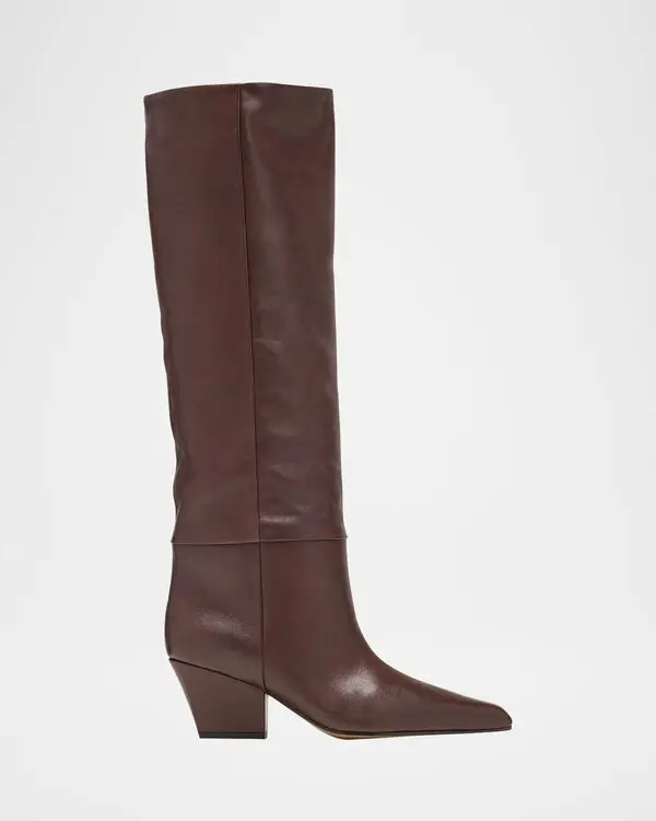 Paris Texas Jane Leather Knee Boots - Mocha