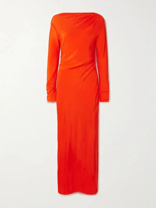 Sir The Label Fresca Draped Silk Crepe De Chine Maxi Dress - Orange