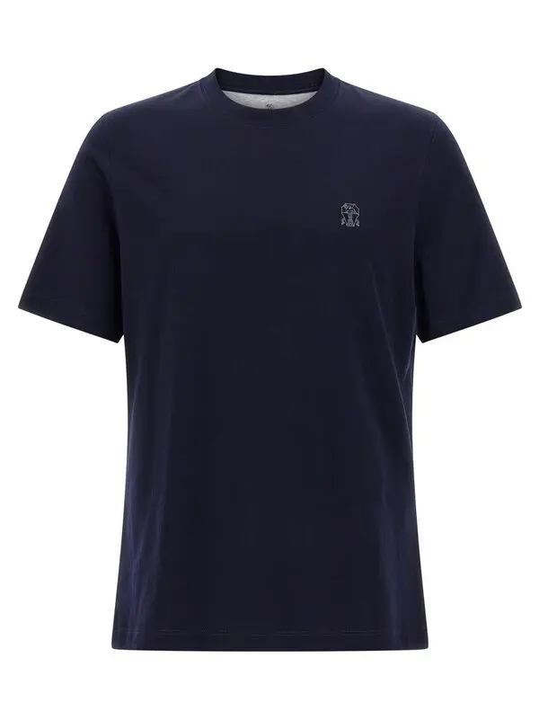 Brunello Cucinelli Logo Print T-shirt - Blue