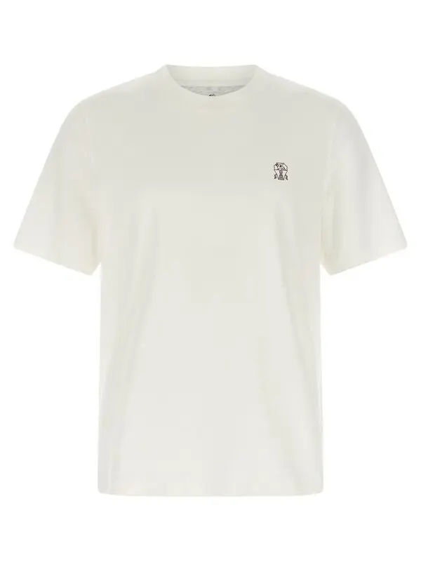 Brunello Cucinelli Logo Print T-shirt - White