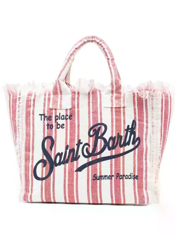 MC2 SAINT BARTH Striped Frayed Tote Bag