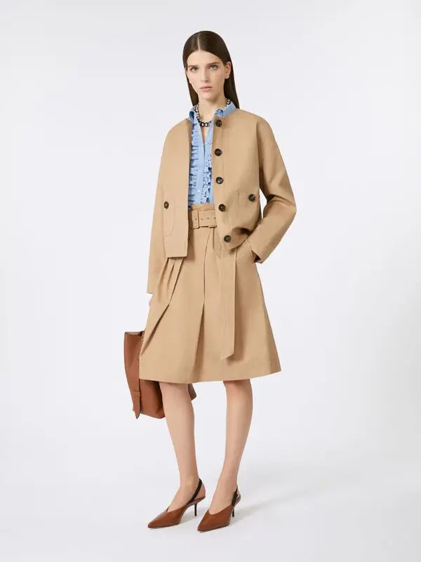 Max Mara Cotton Twill Pleated Skirt
