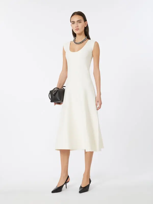 Max Mara Stretch Viscose Midi Dress - White