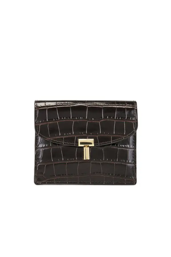TOTÊME T-lock Croco Embossed Cardholder - Dark Brown