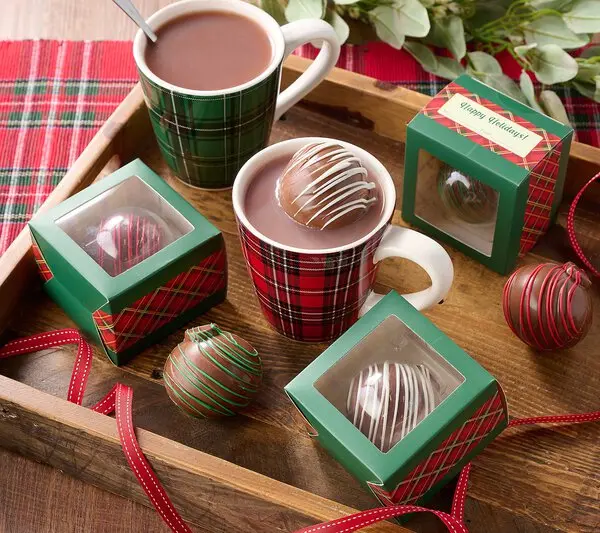 CHOCOLATE WORKS Sh12/8 Hot Cocoa Ornamentbombs W/ Boxes