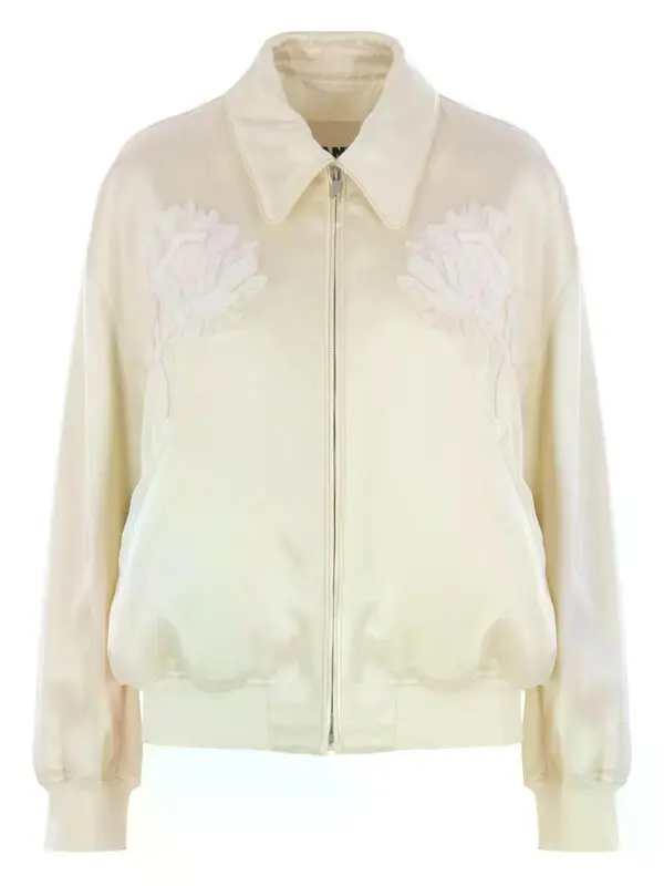 JIL SANDER Floral-embroidered Bomber Jacket - Neutrals
