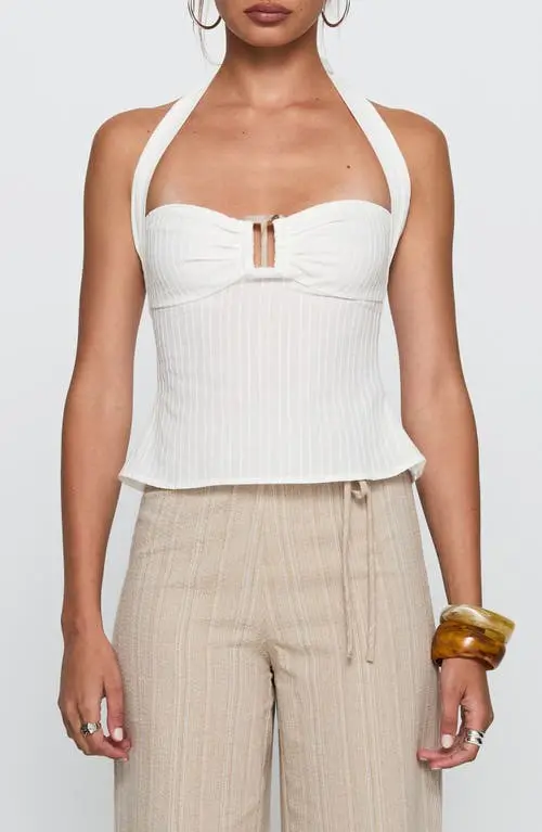 Princess Polly Isabetta Cotton Halter Top - White