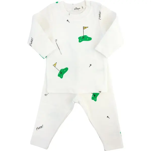 OH BABY! Golf Print Two-piece Set - Cream