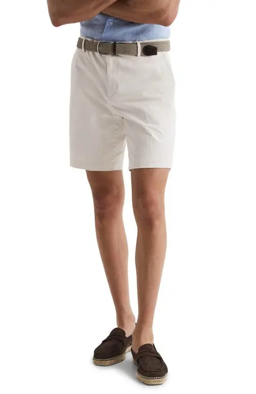 REISS Wicket Stretch Cotton Chino Shorts - Chalk