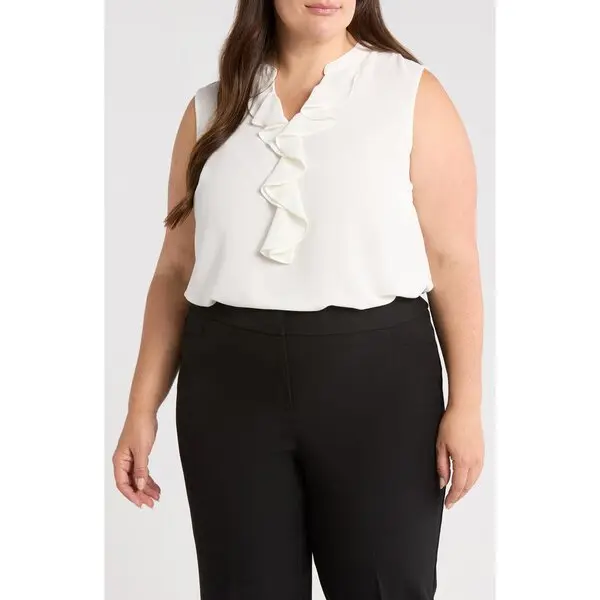KASPER Ruffle Front Sleeveless Top