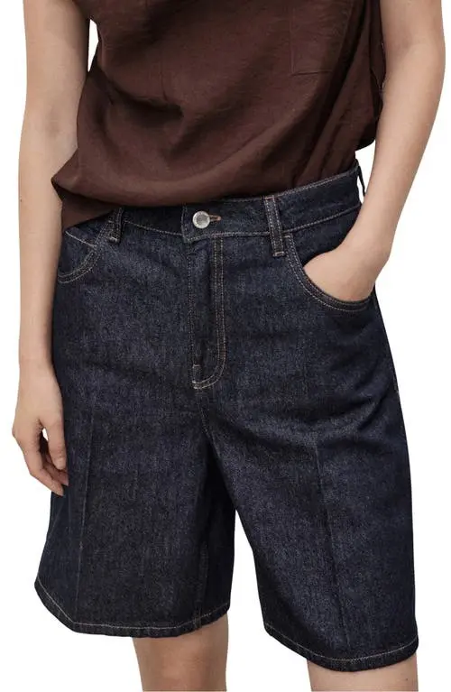 Mango High-waisted Denim Bermuda Shorts - Open Blue