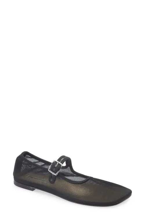 Sandy Liang Mesh Mary Jane Flat - Black