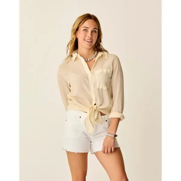 Carve Designs Taylor Gauze Tunic - Birch Lurex