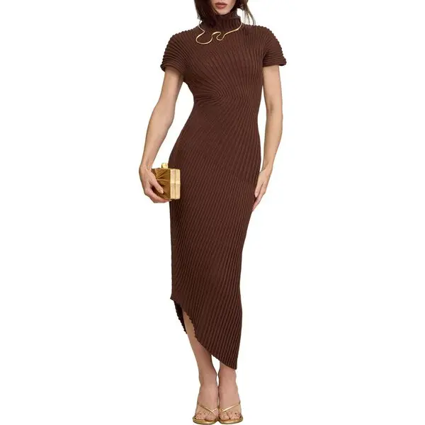 Cult Gaia Chrysta Turtleneck Rib Midi Sweater Dress - Java