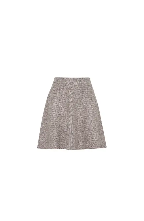Brunello Cucinelli Chevron Tweed Circle Miniskirt - Light Brown