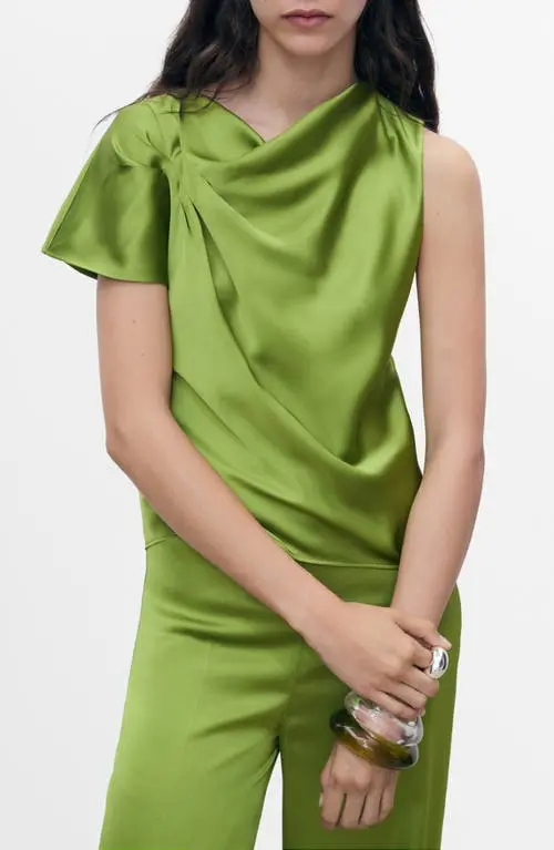 Mango Draped Cowl Neck Satin Top