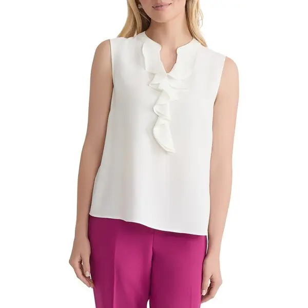 KASPER Sleeveless Top With Ruffle Front