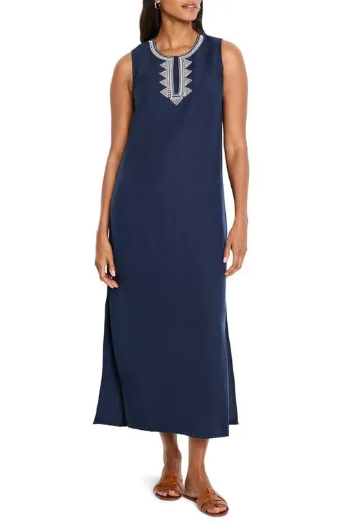 NIC+ZOE Embroidered Linen-blend Sundress