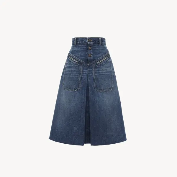Chloé Knee-length Denim Skirt - Blue