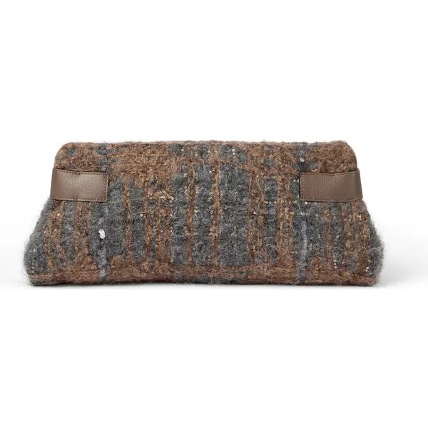 Brunello Cucinelli Essence Pouch Bag With Embroidery - Brown