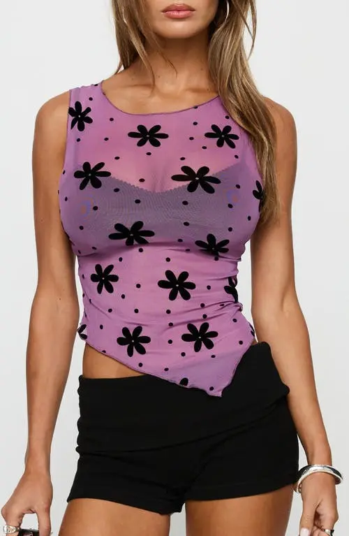 Princess Polly Avelaine Sheer Mesh Sleeveless Top - Mauve