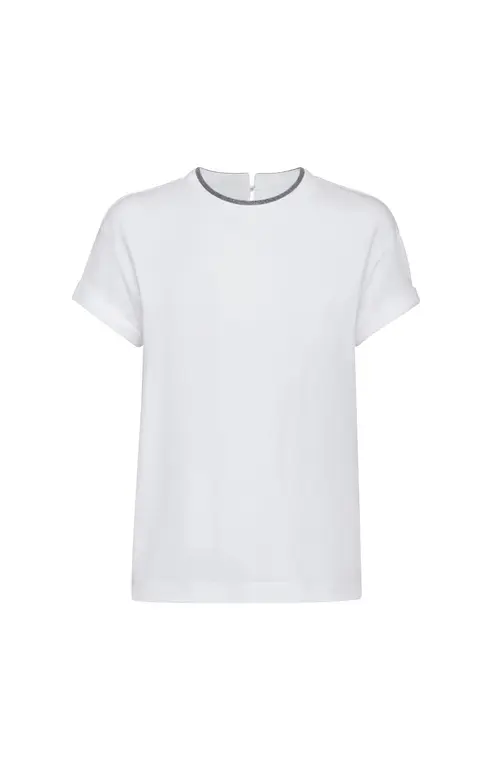 Brunello Cucinelli T-shirt With Monili Decoration - White