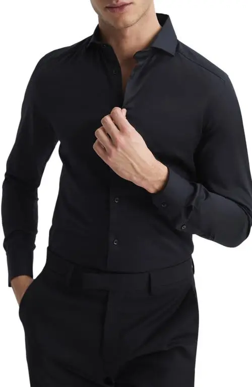 REISS Storm Cotton Button-up Shirt - Black