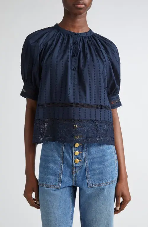 Ulla Johnson Faye Puff Sleeve Top - Midnight