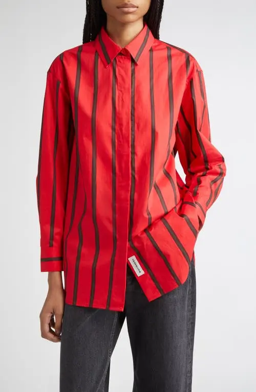 Marimekko Ruoste Puhveli Striped Cotton Shirt