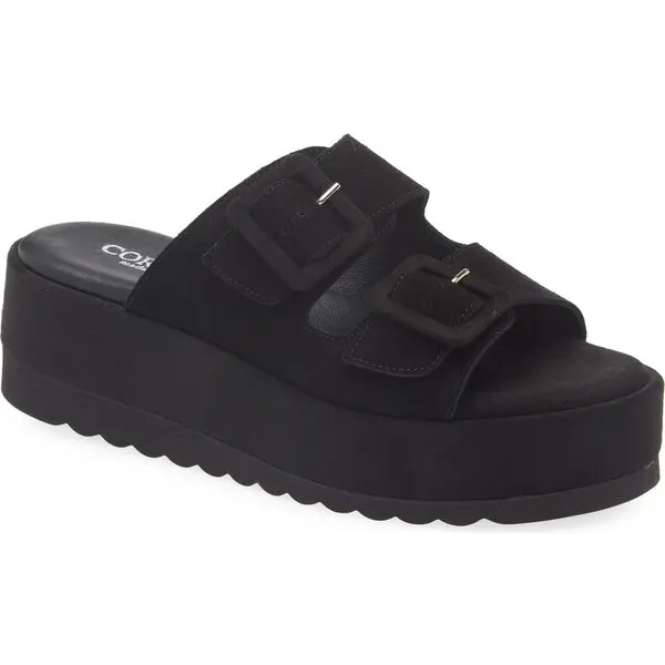 Cordani Karson 2 Platform Slide Sandal - Black Suede