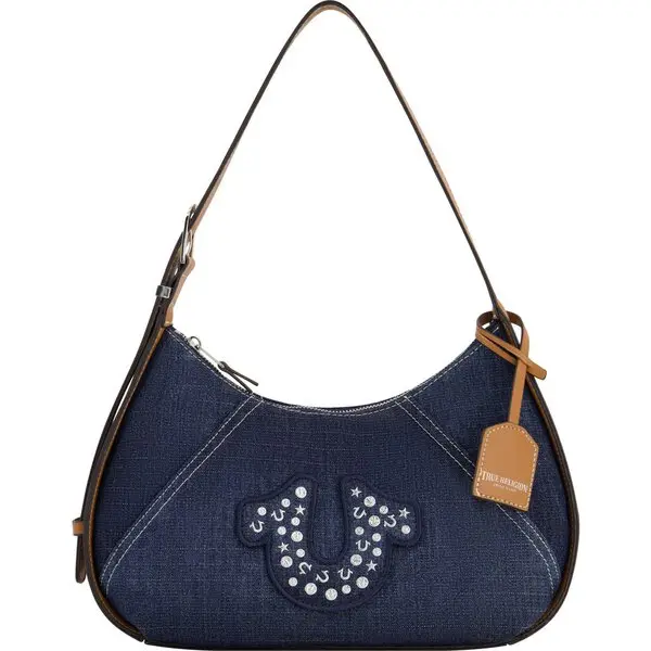 True Religion Studded Logo Hobo Bag - Denim