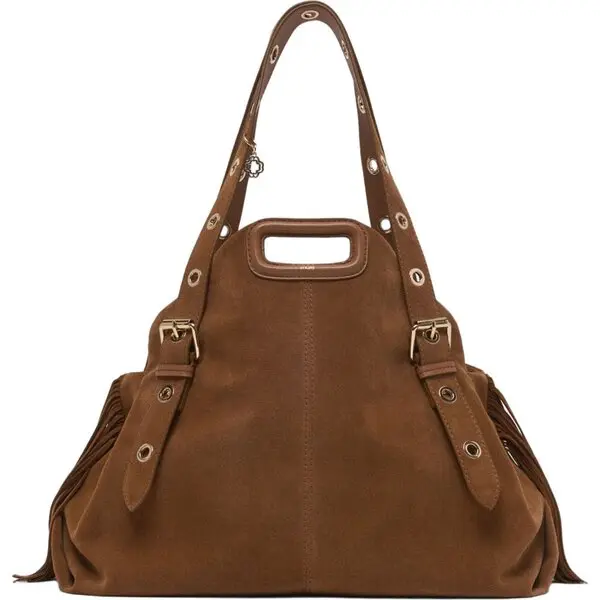 Maje Miss M Xl Suede Bag - Camel