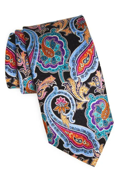Nordstrom Paisley Silk Neck Tie - Black